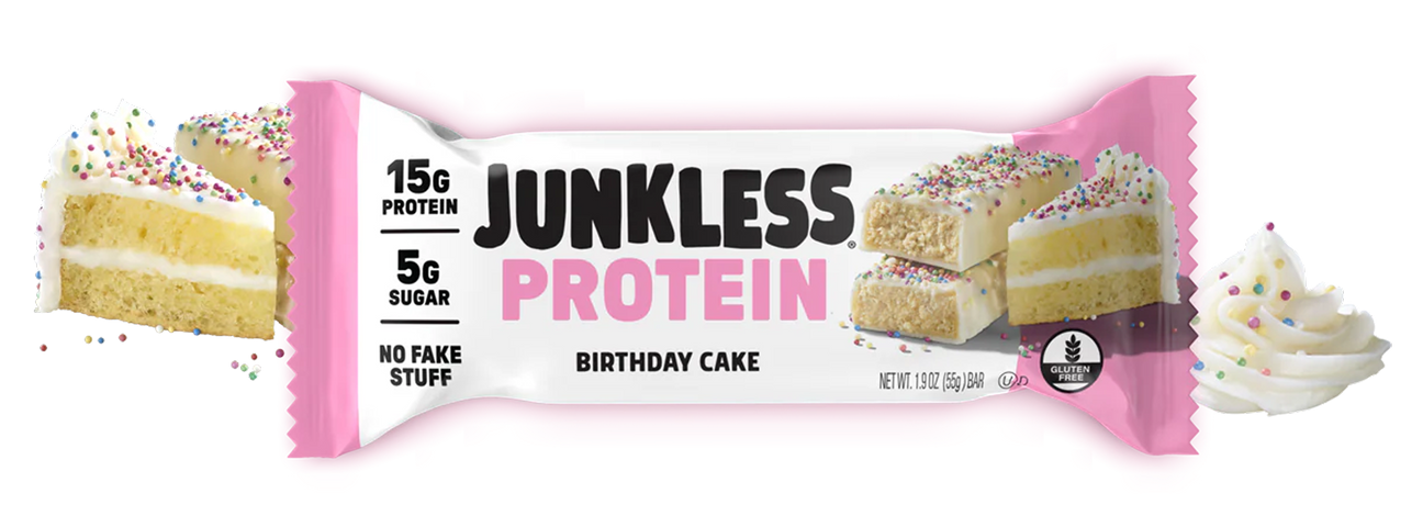 JUNKLESS Birthday Cake Protein Bars – JUNKLESS FOODS
